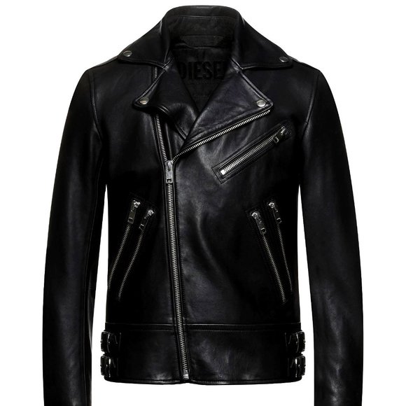 Diesel | Jackets & Coats | Diesel Leather Biker Jacket Men Size L Black ...